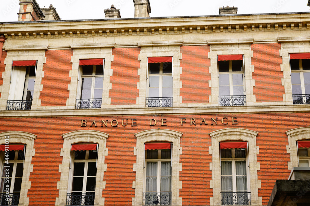 Banque de France logo sign and text brand front of office building ...