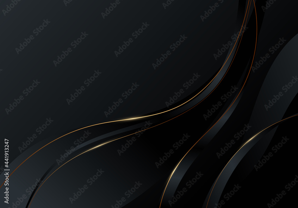 Abstract gold wave line on black background luxury style Stock Vector ...