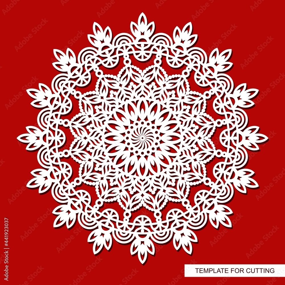 Decorative panel with a mandala. Round openwork element. Abstract ...