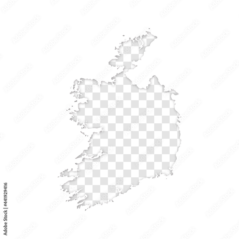 transparent silhouette of Ireland map with shadow Stock Vector | Adobe ...