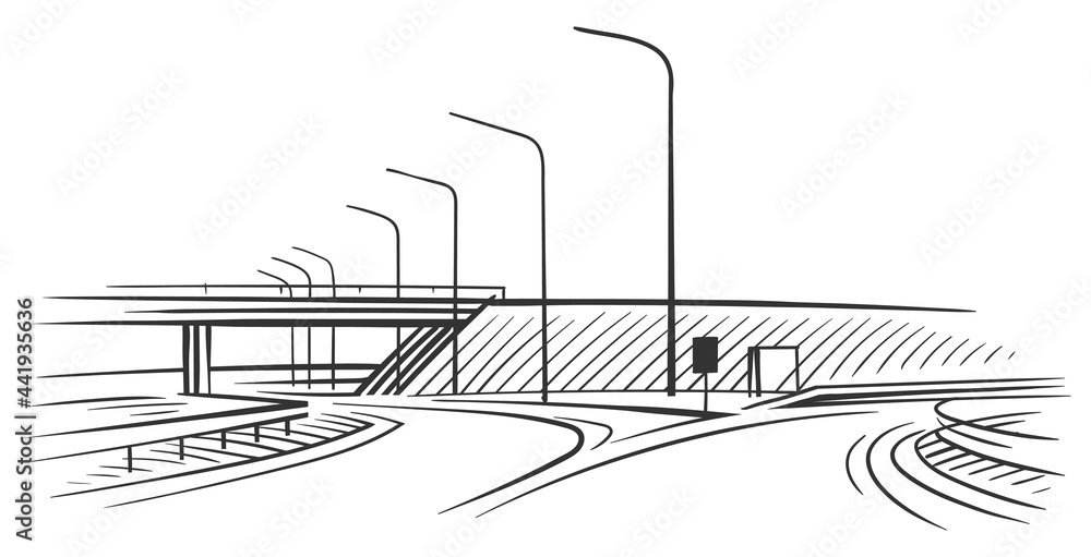 Drawing Of One Lane Highway