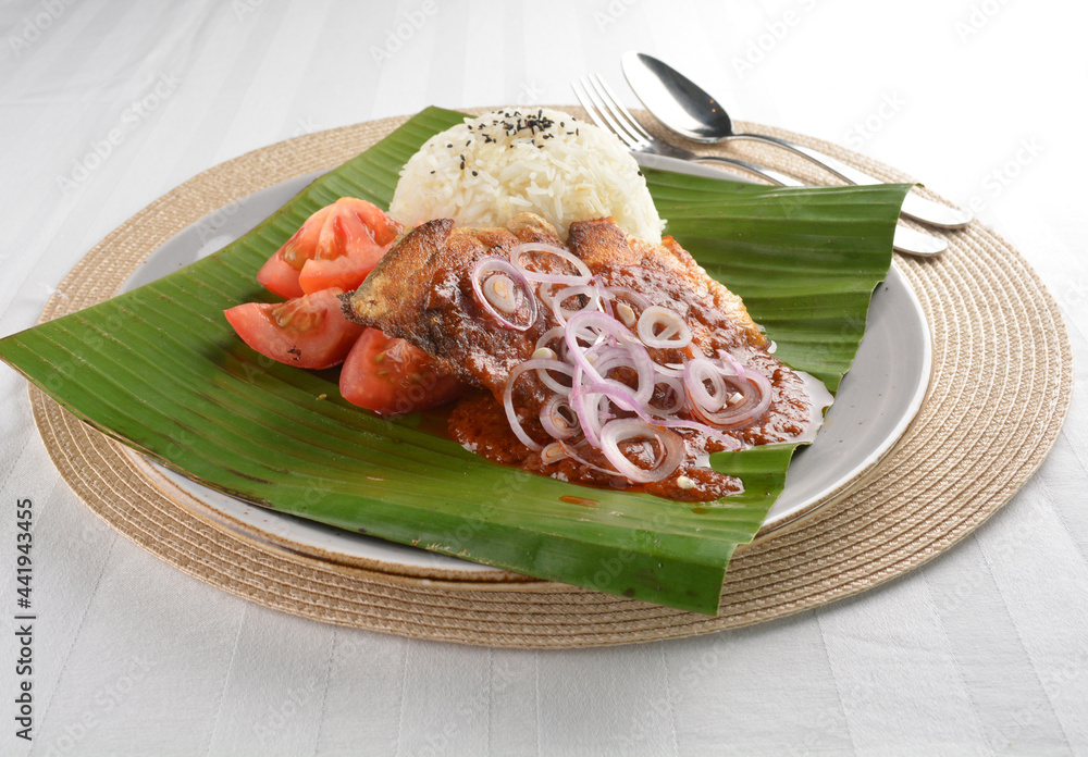 chef special spicy sambal onion chilli grilled stingray fish seafood ...
