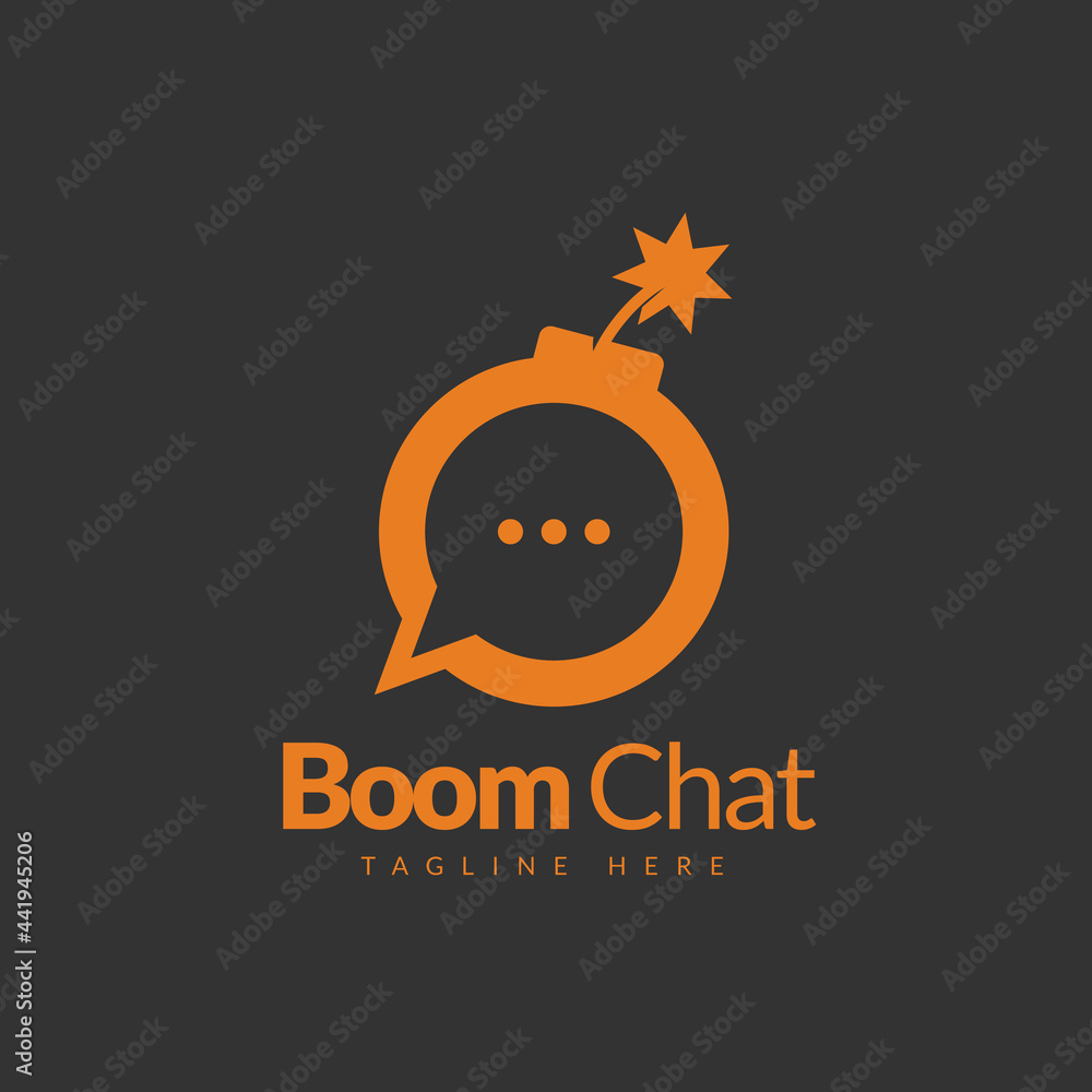 Boom chat logo template. Bomb talk logo. Communication logo. Vector ...