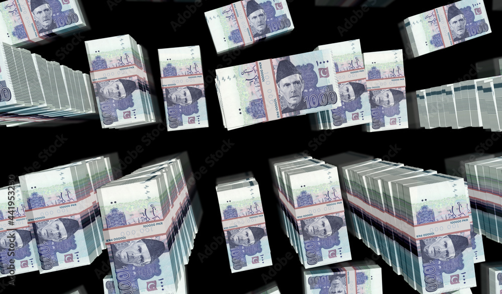 Pakistani rupee money banknotes pack illustration Stock Illustration ...