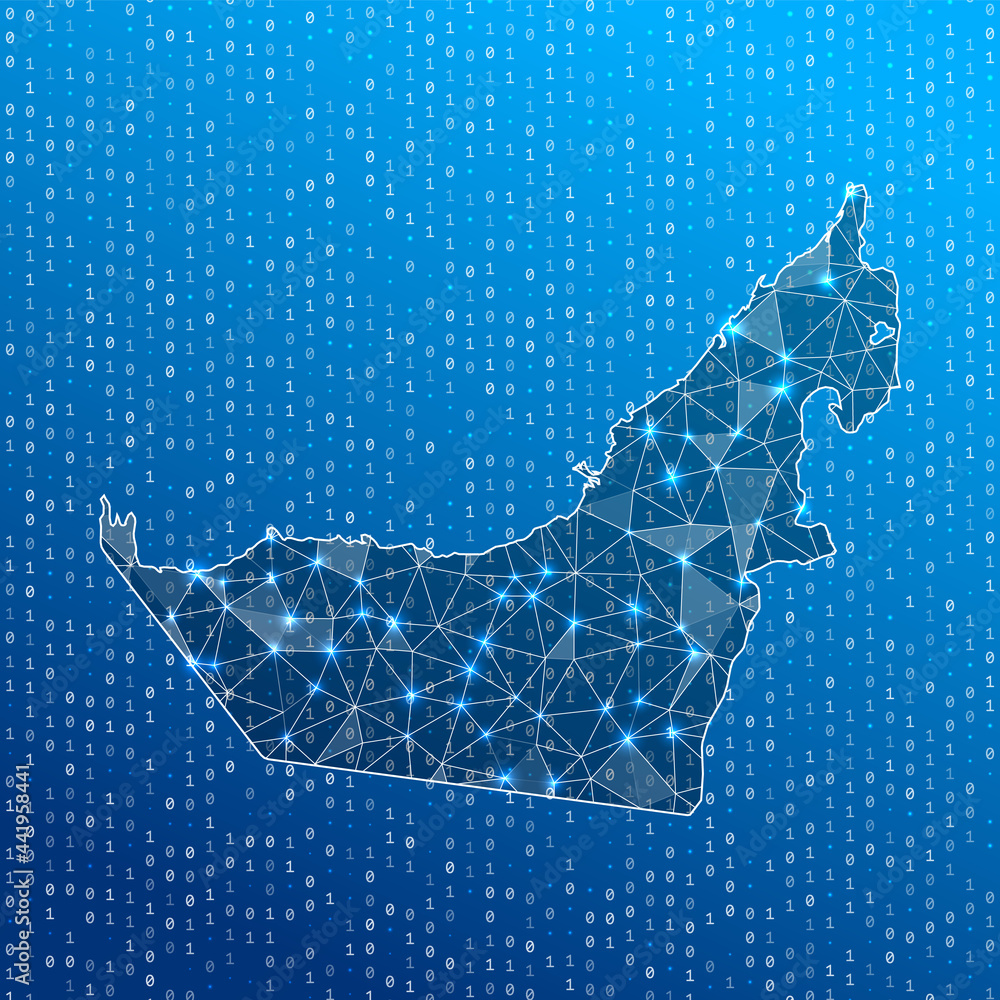 Network map of UAE. Country digital connections map. Technology ...