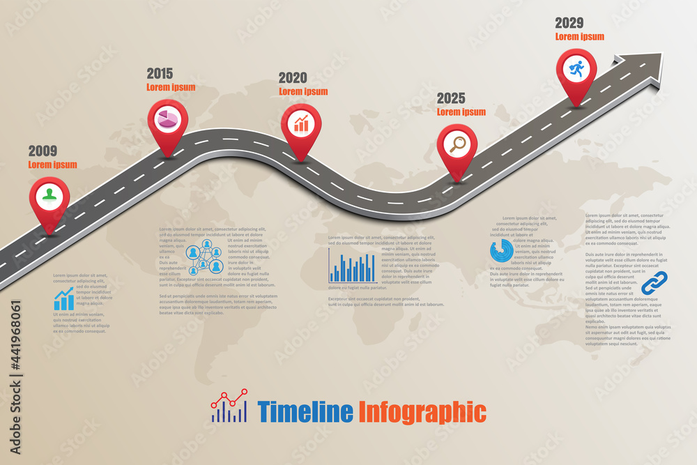 Business roadmap timeline infographic icons designed for abstract ...