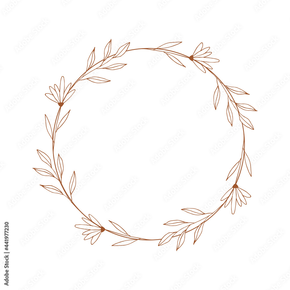 Summer wreath with simple flowers. Vector isolated illustration. Stock ...