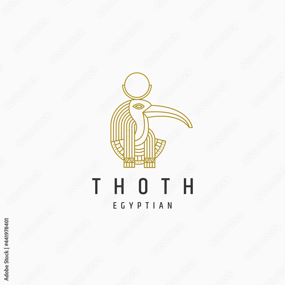 Thoth egyptian goddes line style logo icon design template. Elegant ...