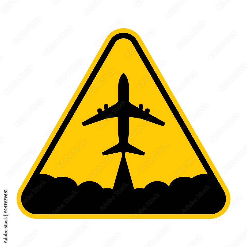 Chemtrails warning sign. Vector illustration of yellow triangle sign ...