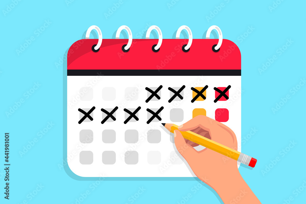 Hand Holds A Pen And Draws A Circle On Calendar Calendar Icon hand-holds-a-pen-and-draws-a-circle-on-calendar-calendar-icon
