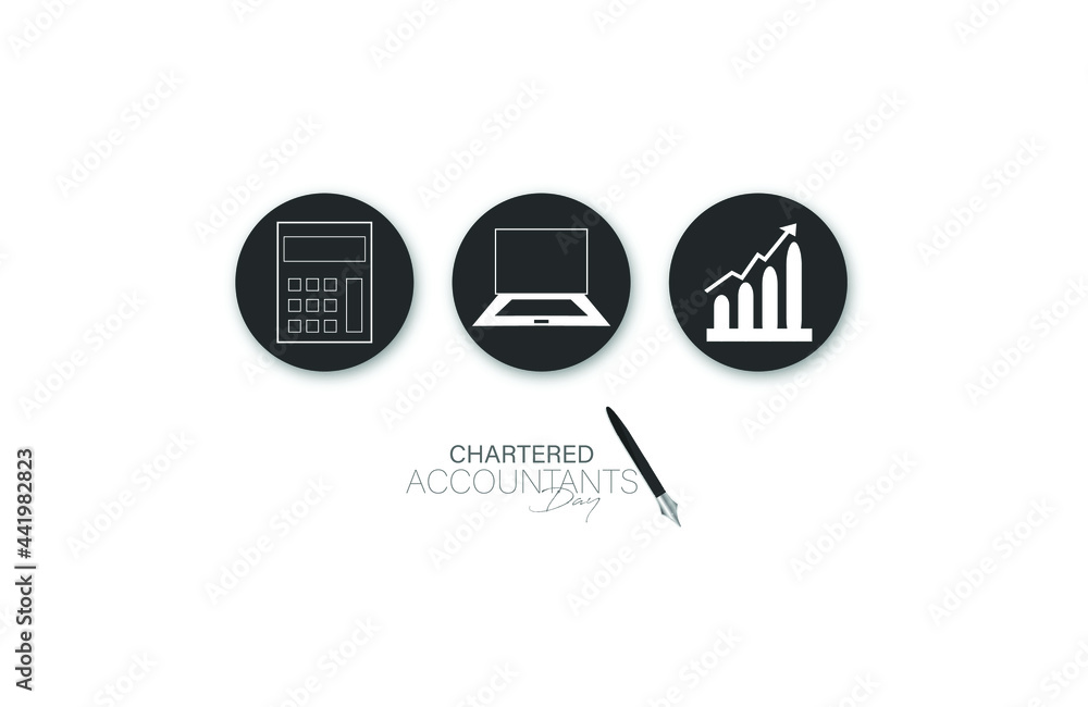 Chartered Accountants day vector illustration with calculator, laptop ...