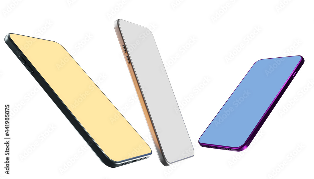 Line phones. Layouts templates of mobile phones in various positions ...