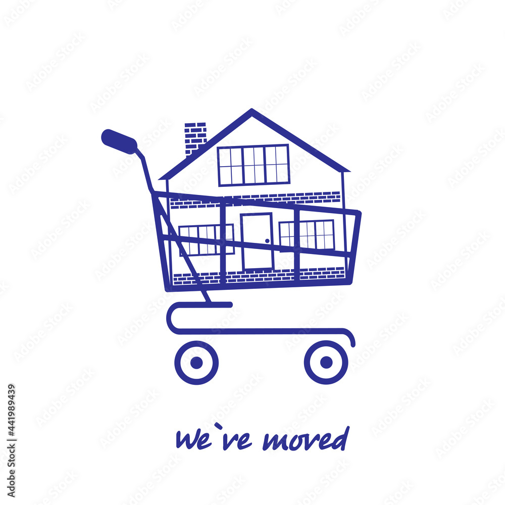 Transportation and home removal concept. Silhouette of a shopping cart ...