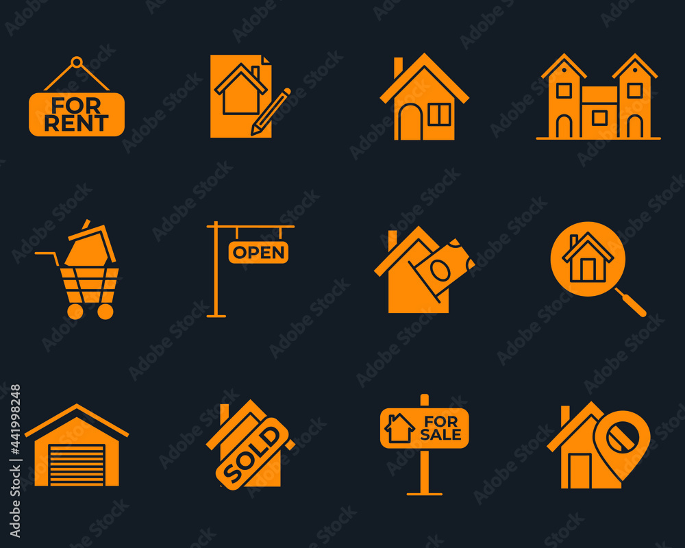Real Estate elements set icon symbol template for graphic and web ...