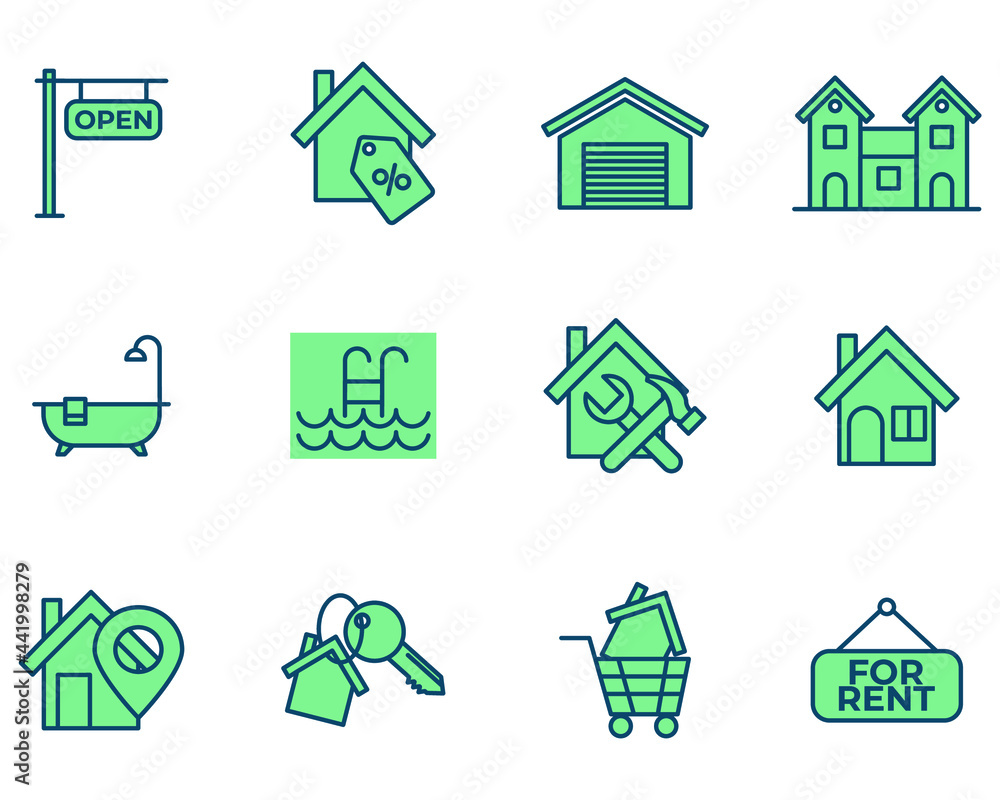Real Estate elements set icon symbol template for graphic and web ...