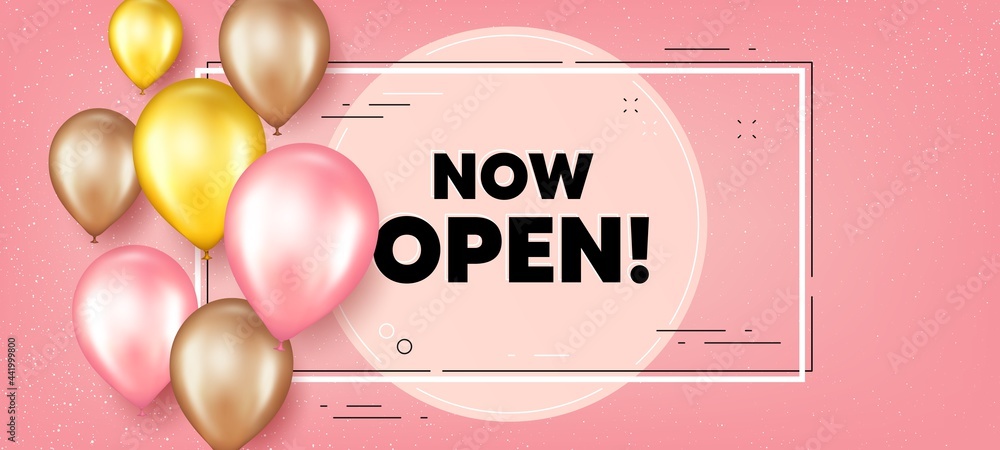 Now open text. Balloons frame promotion banner. Promotion new business ...
