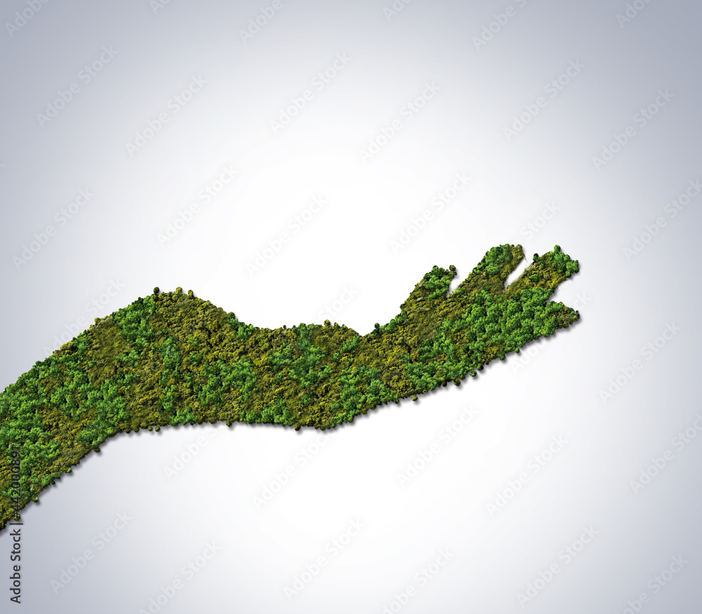 3D green Hand Concept background. World Environment day concept 2021. Ecosystem Restoration 2021 ...