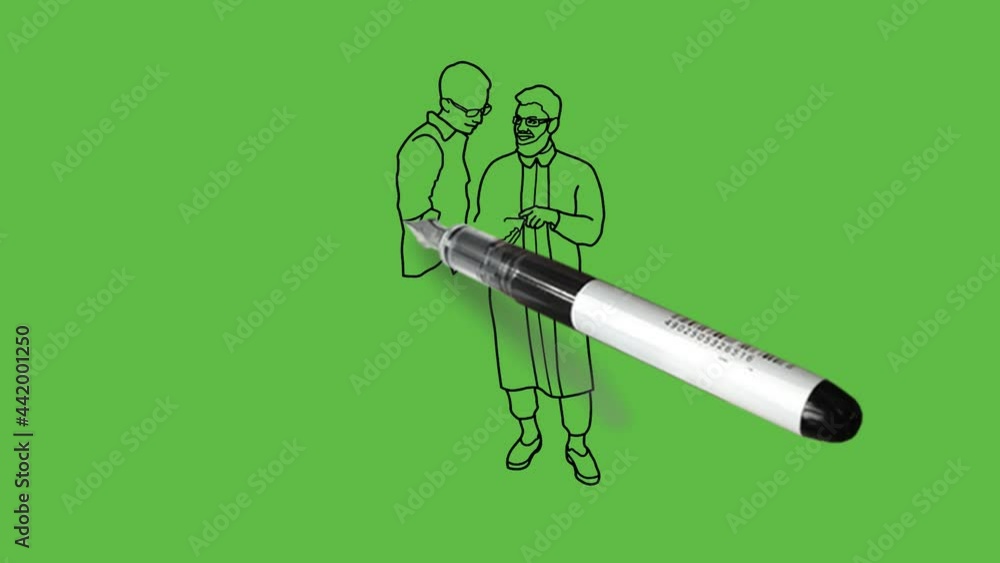 Drawing single file in black and blue colour combination on abstract ...