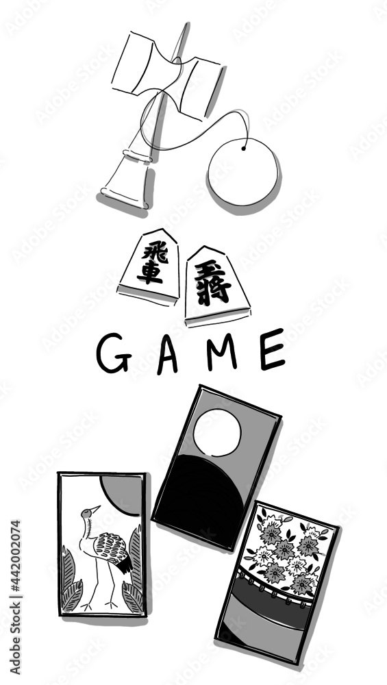 Japanese game illustration. Hand drawn sketch. Japanese classic. Vector ...
