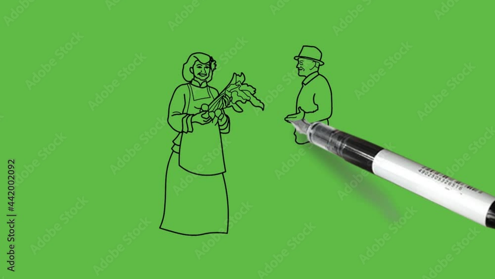 Drawing almirah in black and blue colour combination on abstract green ...