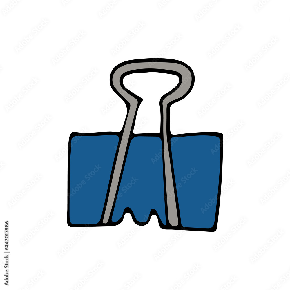 Vetor de Paper binder clip illustration. Colorful doodle paper binder ...