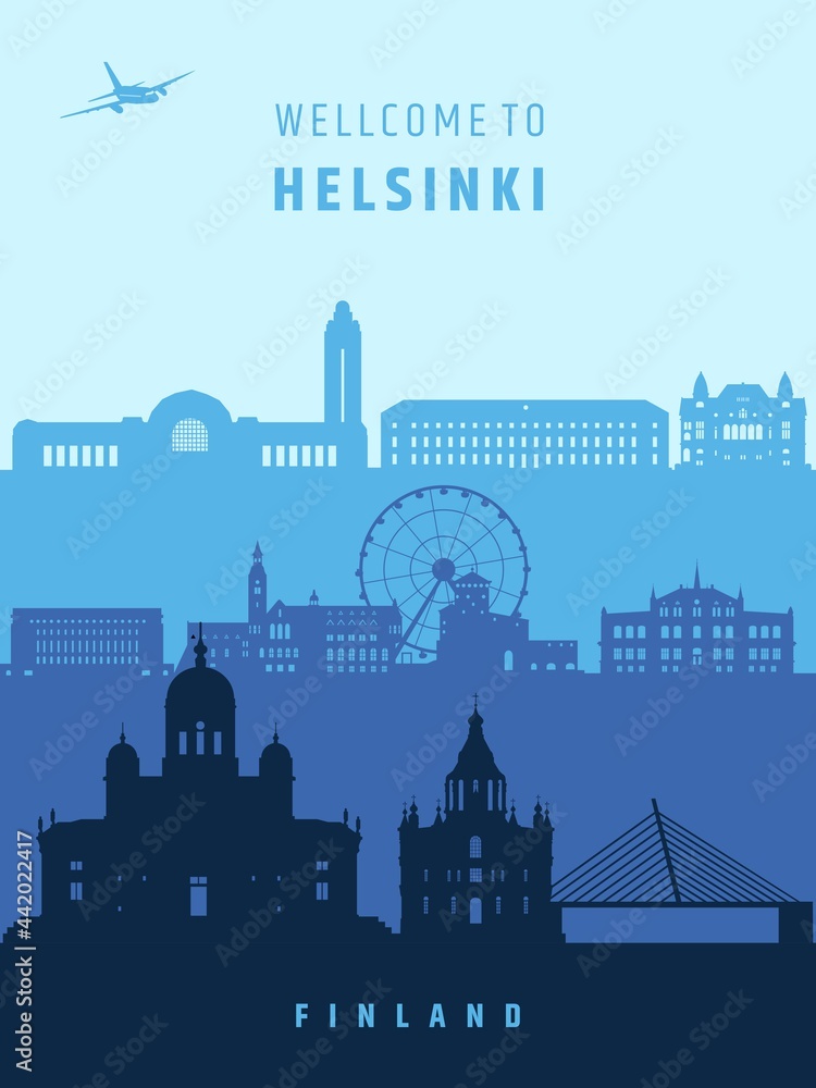 Finland metropolitan landmarks poster design vector illustration ...
