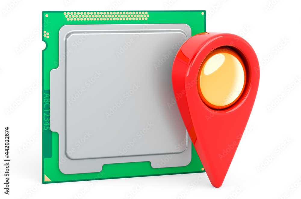 Map Pointer With Cpu Computer Processor Unit 3d Rendering Stock Illustration Adobe Stock