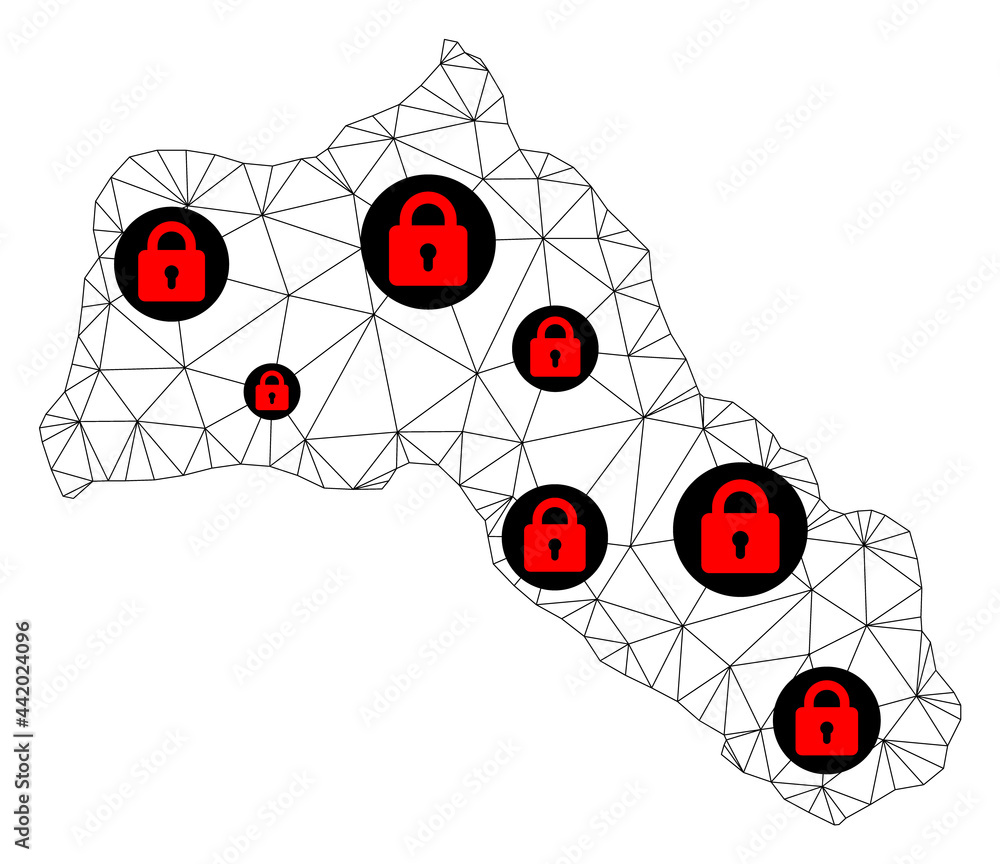 Polygonal mesh lockdown map of Kurdistan. Abstract mesh lines and locks ... Polygonal mesh lockdown map of Kurdistan. Abstract mesh lines and locks ...