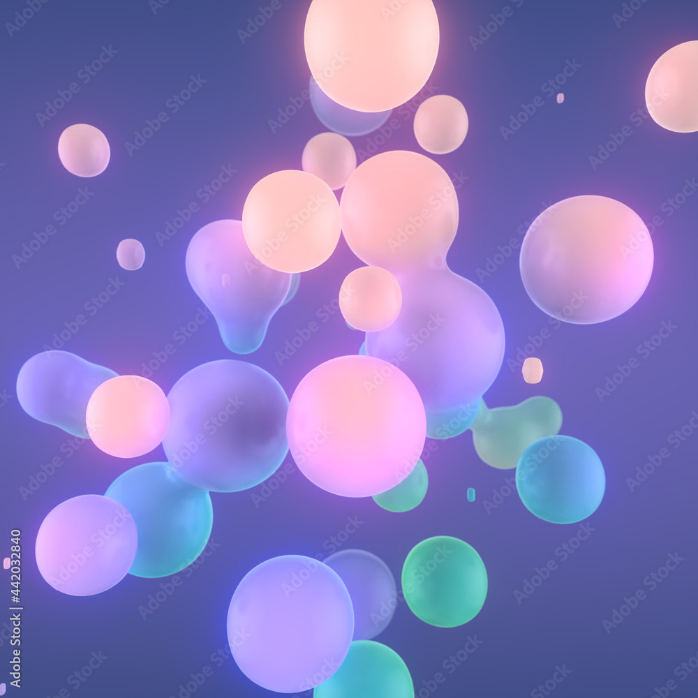 3d rendering modern template of holographic floating liquid blobs ...