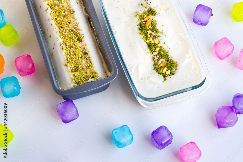 Traditional Turkish Ice Cream Maras,pistachio and vanilla flavor in ...