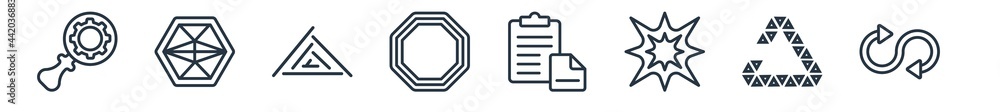 linear set of geometry outline icons. line vector icons such as ...
