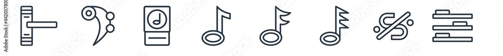 linear set of music and media outline icons. line vector icons such as ...