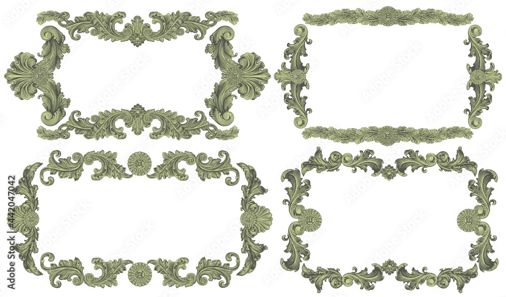 Vintage decorative ornamental frames. Design set. Editable hand drawn ...