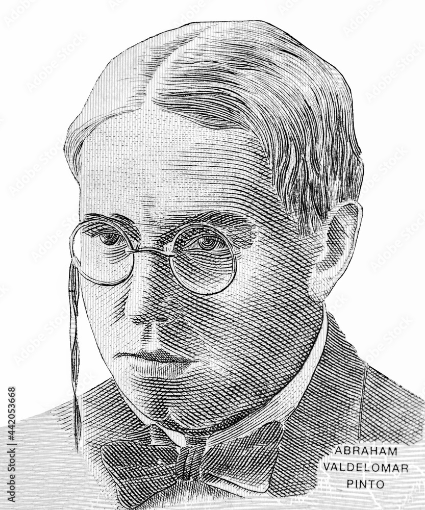 Abraham Valdelomar Pinto. Portrait from Peru Banknotes. Stock Photo ...