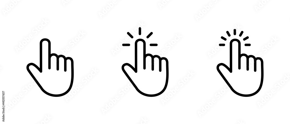 Hand Cursor icon set, Hand Click icon, Hand Touch icon vector illustration Stock Vector | Adobe ...