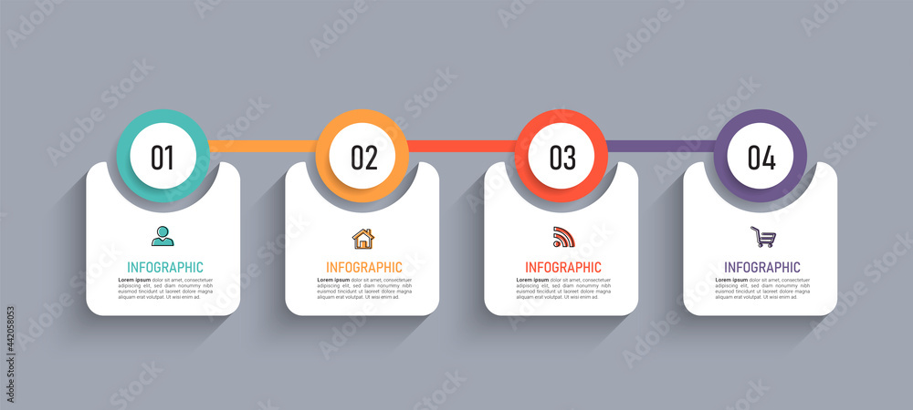 4 Steps Timeline Infographics design template. Stock Vector | Adobe Stock