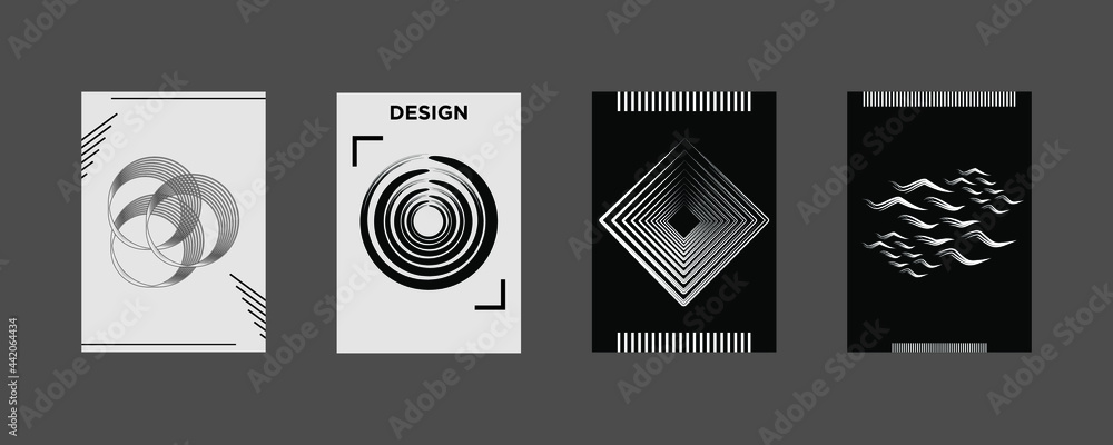 Black and white poster design.abstract geometric shapes and place for ...