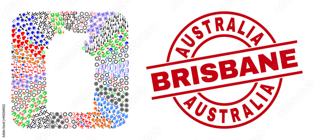 Vector collage Australian Northern Territory map of different icons and ...