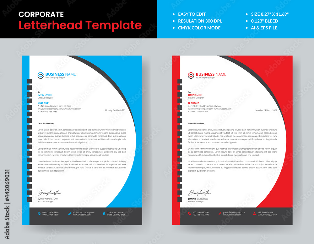 New Style Letterhead Template Design Print Ready Stock Vector | Adobe Stock