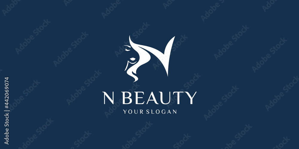 Letter n beauty woman face logo template Stock Vector | Adobe Stock