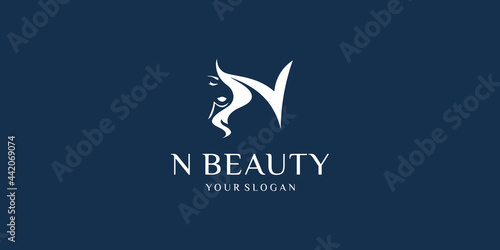 Letter n beauty woman face logo template Stock Vector | Adobe Stock