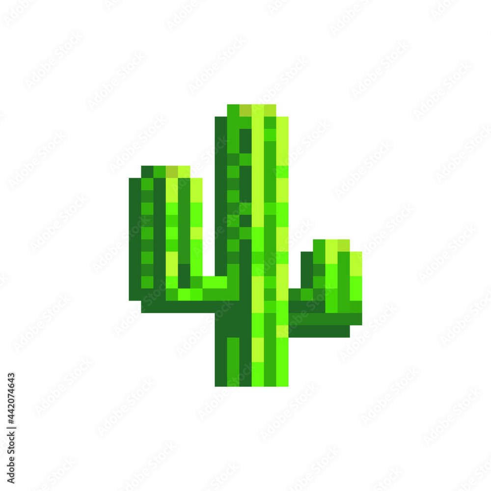Сactus pixel art icon. Isolated vector illustration on white background ...