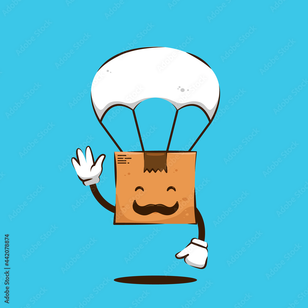 say hi friendly smile parcel package box papa with moustache and ...