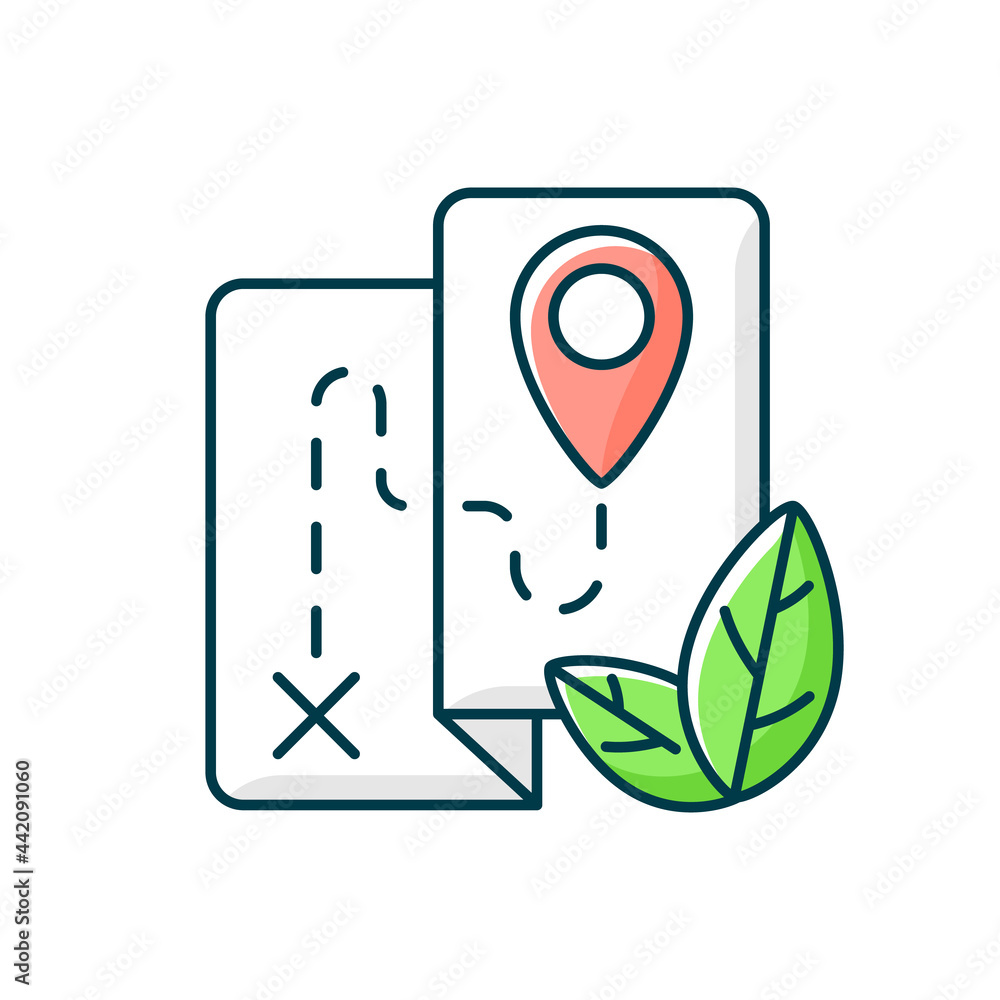 Ecotourism RGB color icon. Ethical and responsible trip. Eco friendly ...