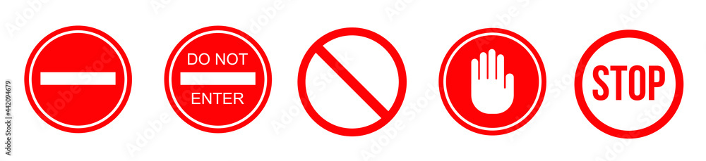 stop sign set in circle shape, isolated on white background. vector ...