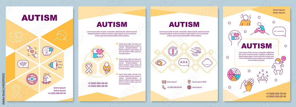 Autism brochure template. Behavior and communicational problems. Flyer ...