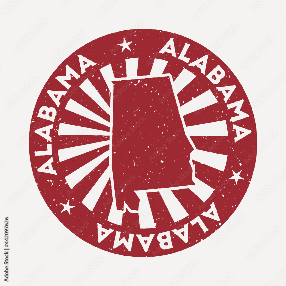 Alabama stamp. Travel red rubber stamp with the map of us state, vector ...