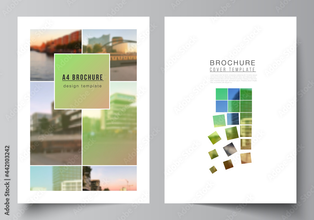 Vector layout of A4 cover mockups design templates for brochure, flyer ...