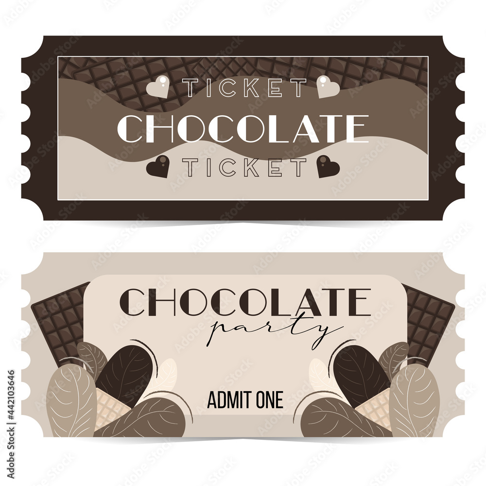 Set of two tickets for the World Chocolate day. Tickets for chocolate ...
