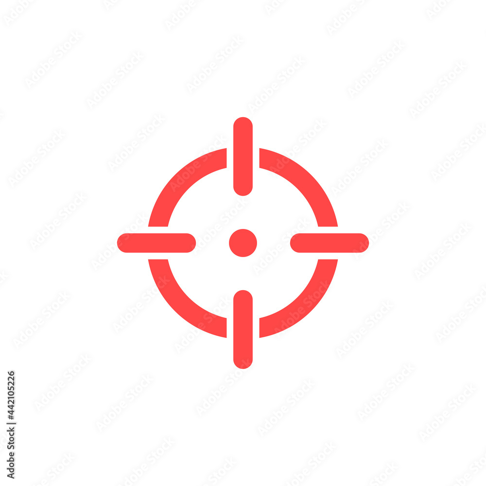 Target red icon. Focus cursor bull eye mark. Aim sniper shoot. Vector ...
